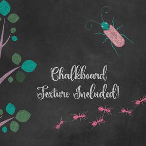 Chalkboard Cute Bugs Clip Art, Girly Bugs, Pink, Purple and Teal Girl ...
