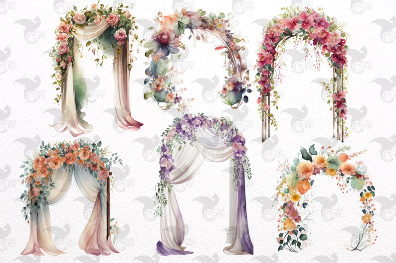 Watercolor Spring Arches Clipart Floral Wedding Arch PNG - Etsy