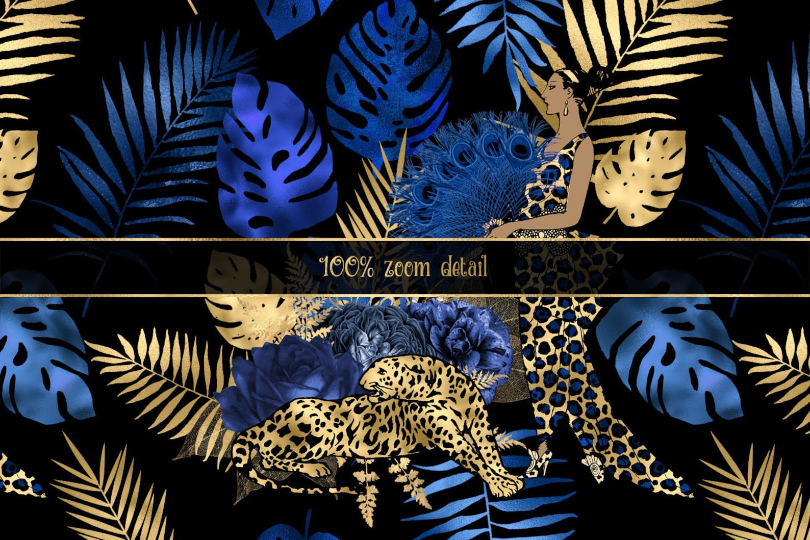 Royal Blue and Gold Leopard Digital Paper Seamless Leopard - Etsy