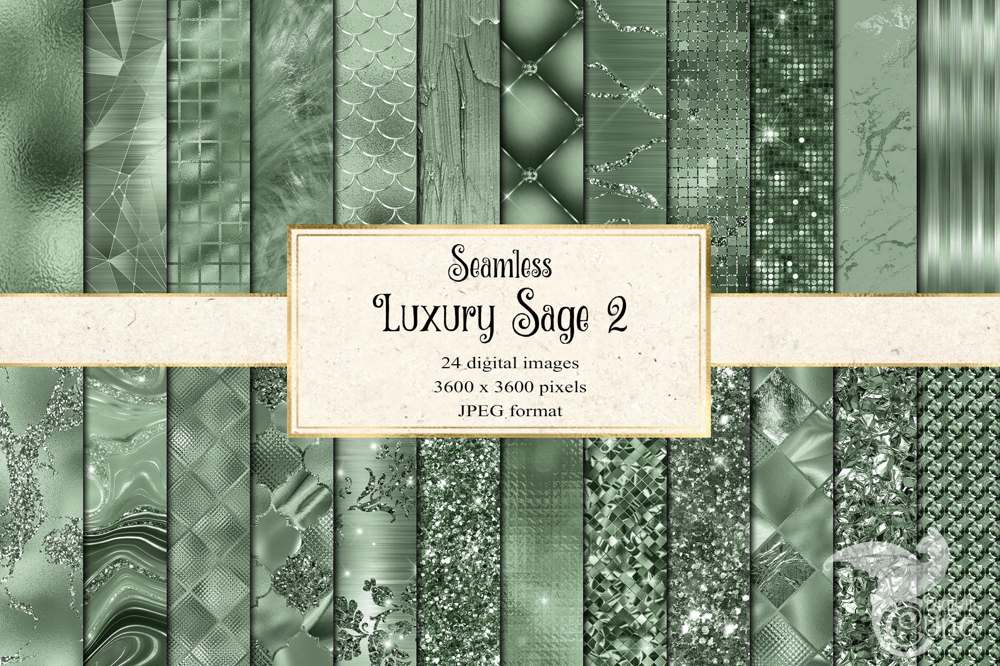 Sage Green Metallic Digital Paper, Glitter Foil Textures (digital ...
