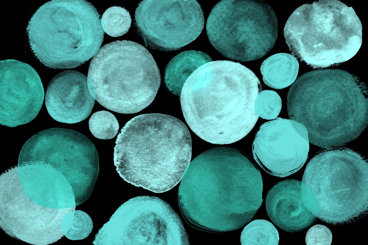 Turquoise Watercolor Circles Clipart, Teal Aqua Blobs (digital PNG) - Etsy