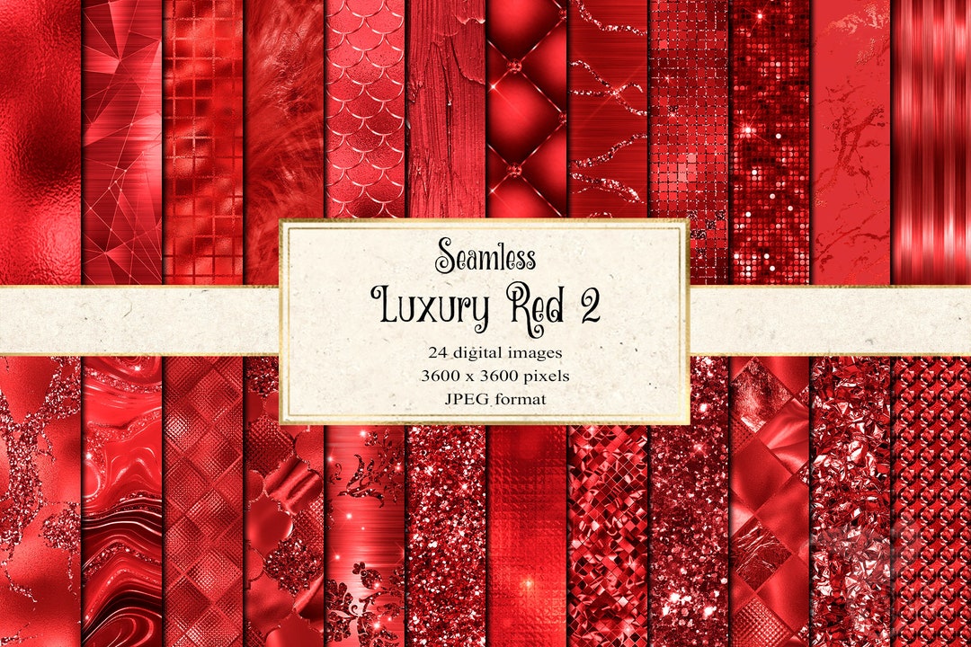 Luxury Red Digital Paper 2, Seamless Cherry Red Sequin Textures and ...