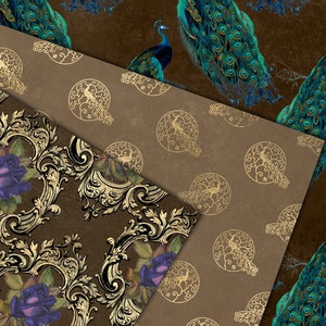 Vintage Peacock Digital Paper, Seamless Antique Peacock Feather ...