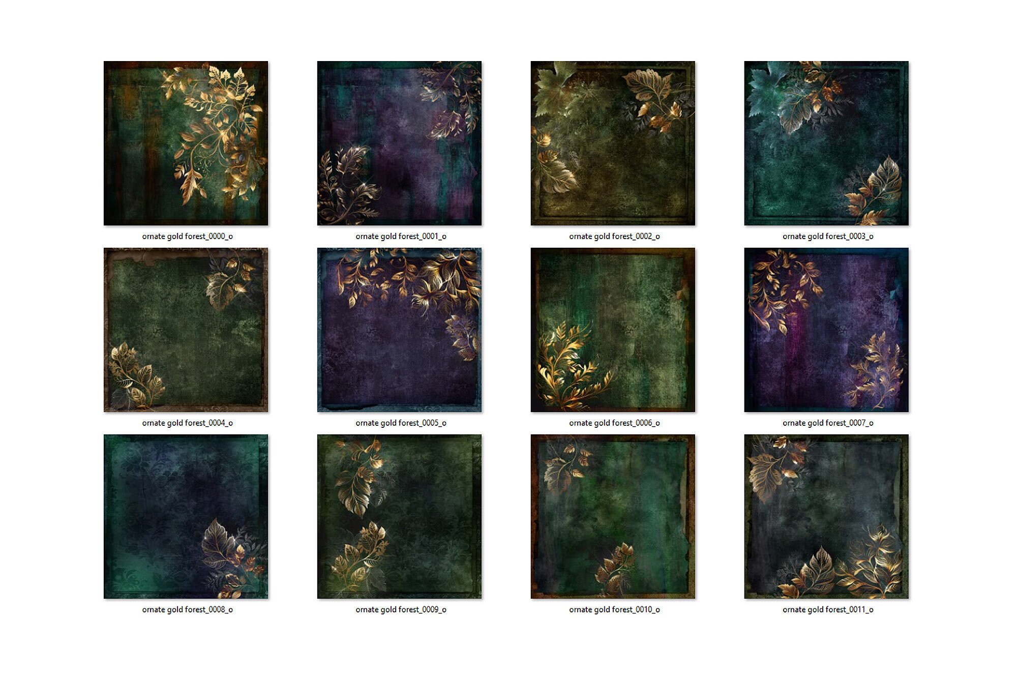Ornate Gold Forest Digital Paper Dark Green Woodland Grunge - Etsy UK