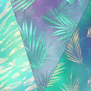 Tropical Shimmer Digital Paper, Seamless Green and Gold Fantasy ...