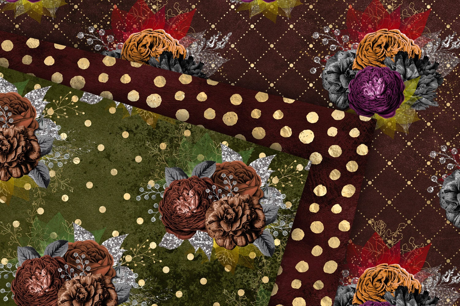 Autumn Floral Digital Paper Seamless Fall Flower Backgrounds - Etsy