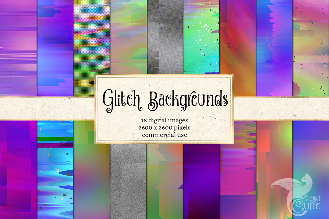Glitch Backgrounds - Digital Paper With Static and Error Textures ...
