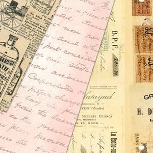 Paper Ephemera Digital Paper, Seamless Vintage Antique Digital Ephemera ...