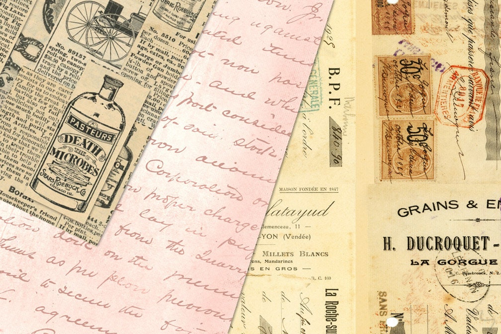 Paper Ephemera Digital Paper Seamless Vintage Antique Digital - Etsy