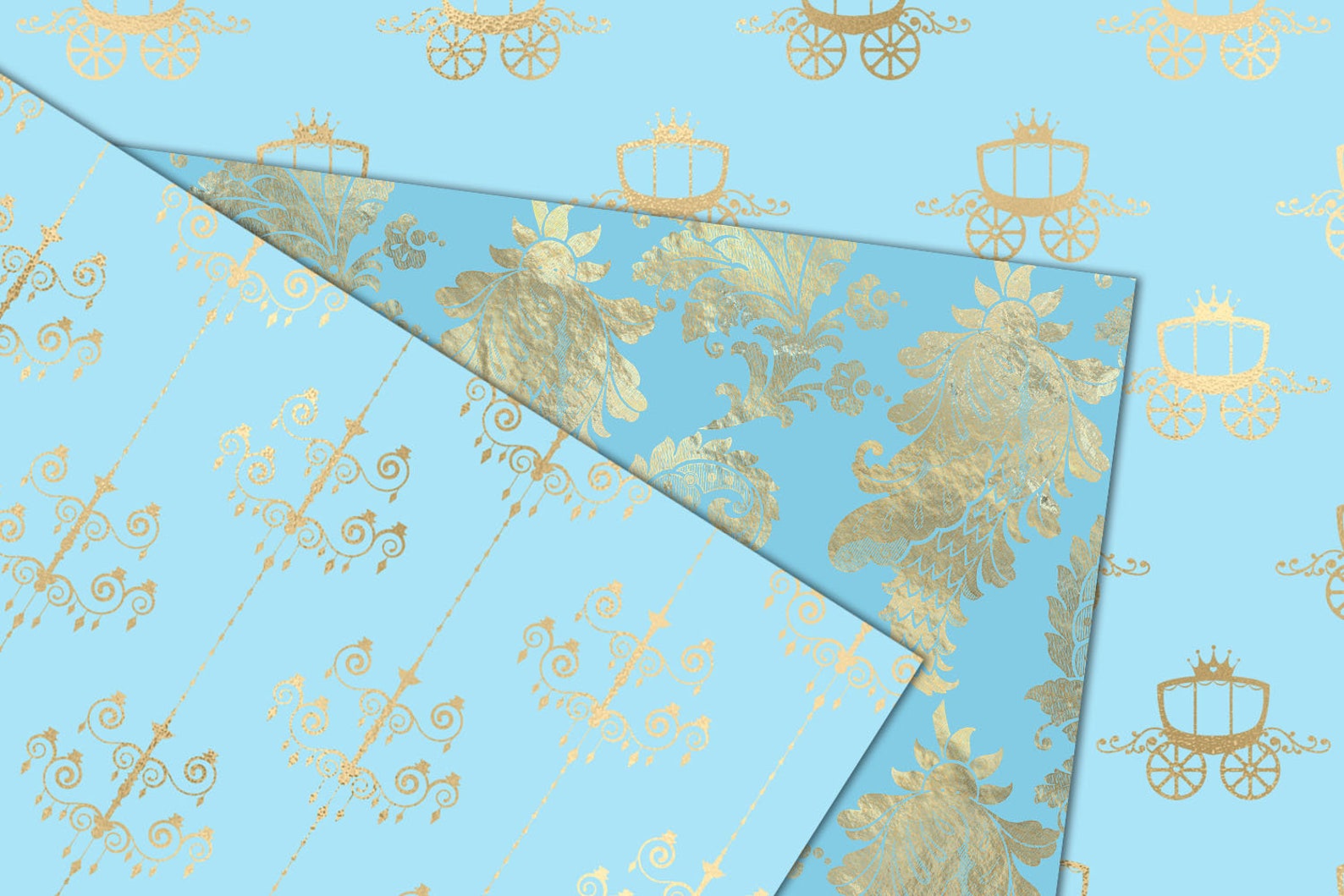 Blue and Gold Princess Digital Paper Seamless Princess - Etsy