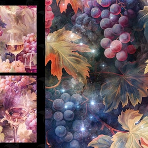 Fantasy Wine Grapes Digital Paper, Seamless Printable Textures (digital ...