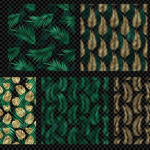 Tropical Leaf Pattern Overlays - Digital Graphics in PNG Format Instant ...