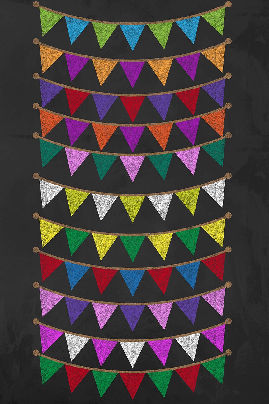 56 Chalkboard Multicolor Bunting Banners Clip Art PNG Clipart - Etsy