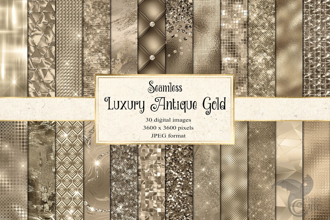 Luxury Antique Gold Digital Paper, Seamless Gold Textures and ...