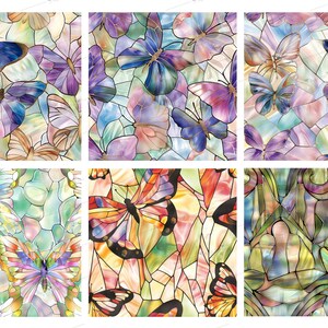 Butterfly Stained Glass Digital Paper, Seamless Printable Textures ...