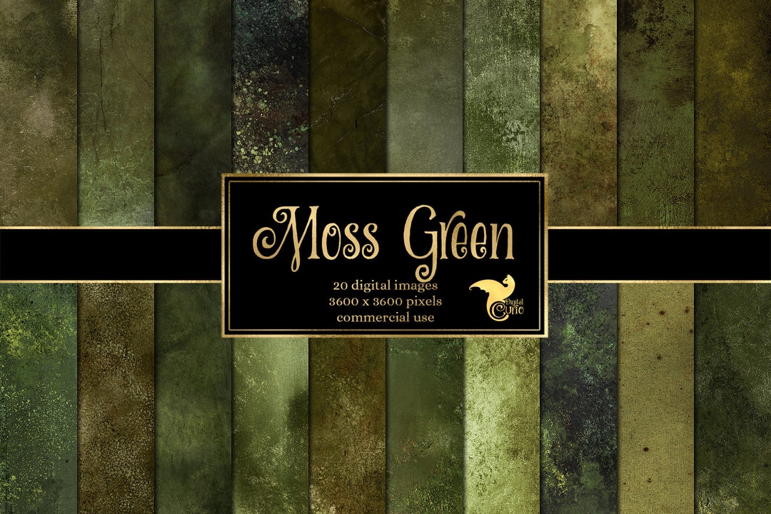 Moss Green Digital Paper - Distressed Grunge Earth Tone Textures ...
