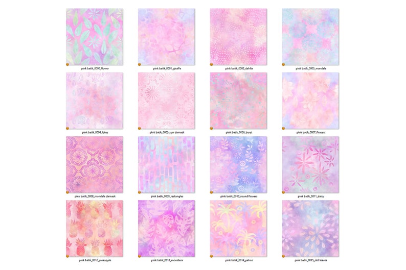 Pink Batik Digital Paper - Hand Drawn Seamless Patterns Instant ...