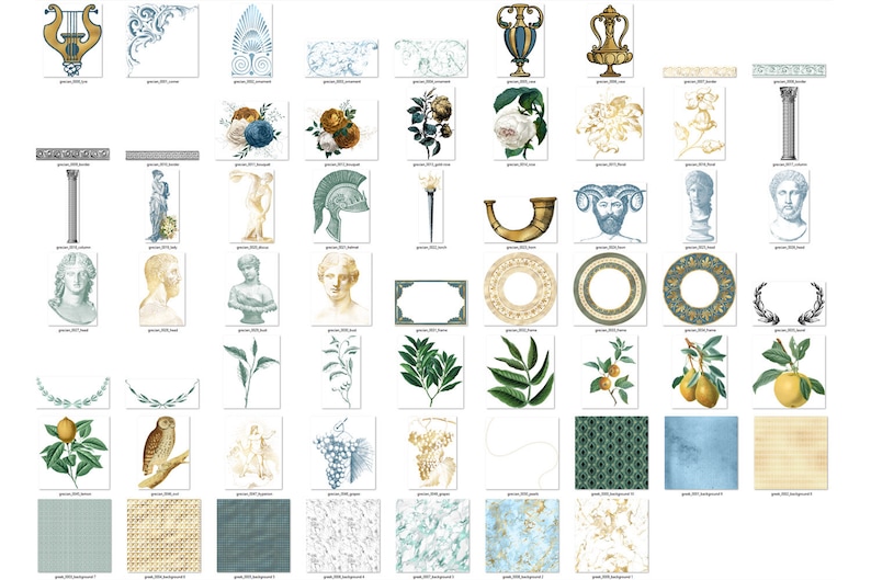 Grecian Digital Scrapbooking Kit Ancient Greece Clipart Clip - Etsy