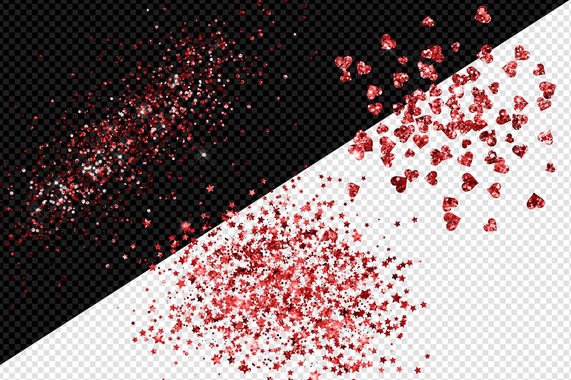 Red Glitter Clipart Overlays Digital Instant Download - Etsy