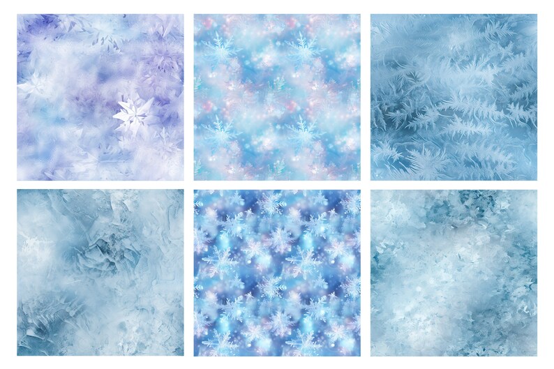 Shimmering Snow Digital Paper - Frost and Snowflakes Ice Textures ...