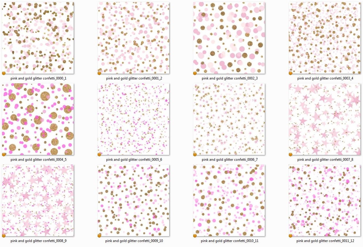 Pink and Gold Glitter Confetti Digital Paper (12"x12" JPEG) - Etsy