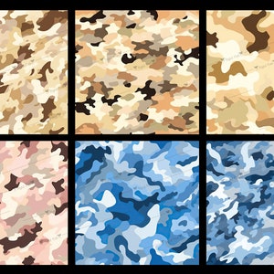Camouflage Digital Paper, Seamless Military Camo Patterns, Instant ...