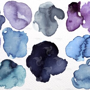 Mermaid Watercolor Elements Clipart, Blobs in Digital PNG Format ...