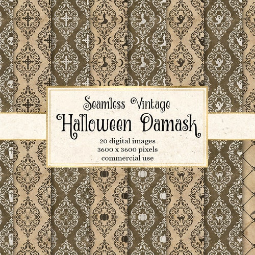 Vintage Halloween Damask Digital Paper Seamless Patterns and - Etsy
