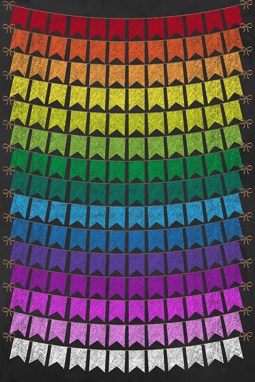 56 Chalkboard Multicolor Bunting Banners Clip Art PNG Clipart - Etsy