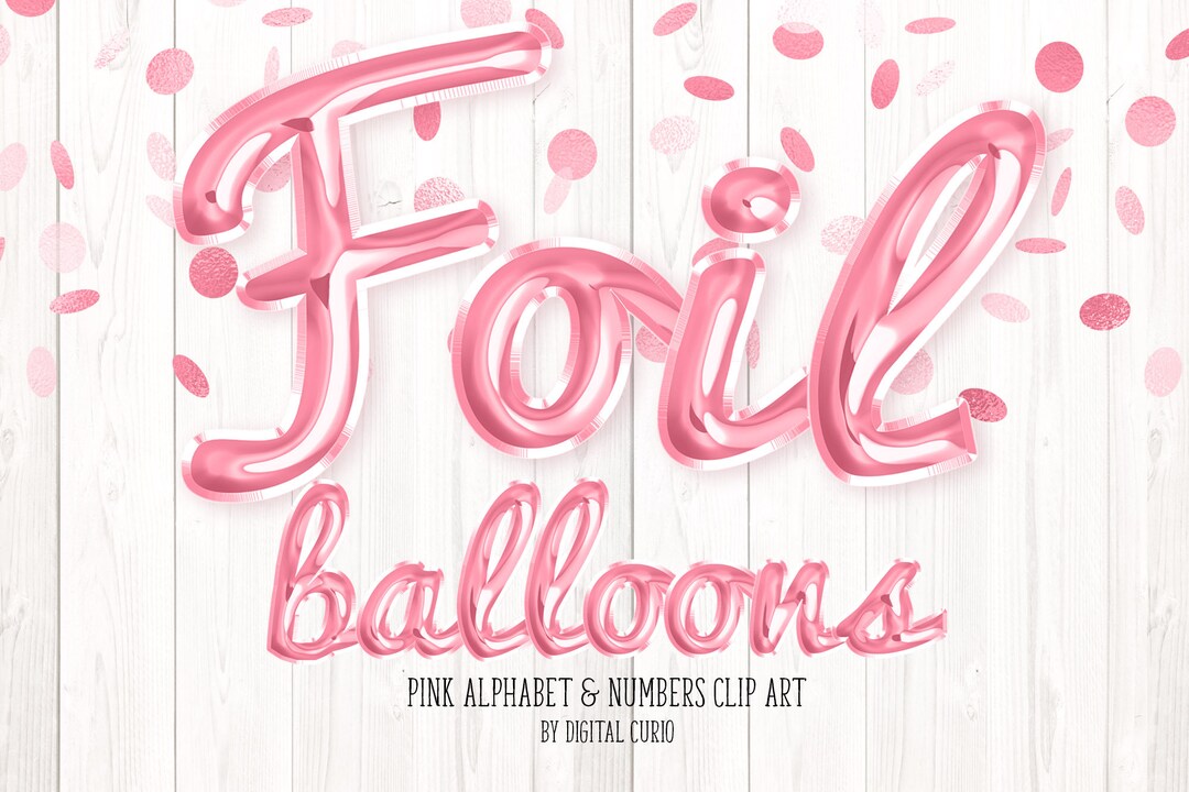 Pink Foil Balloon Script Alphabet Clip Art - Digital Instant Download ...