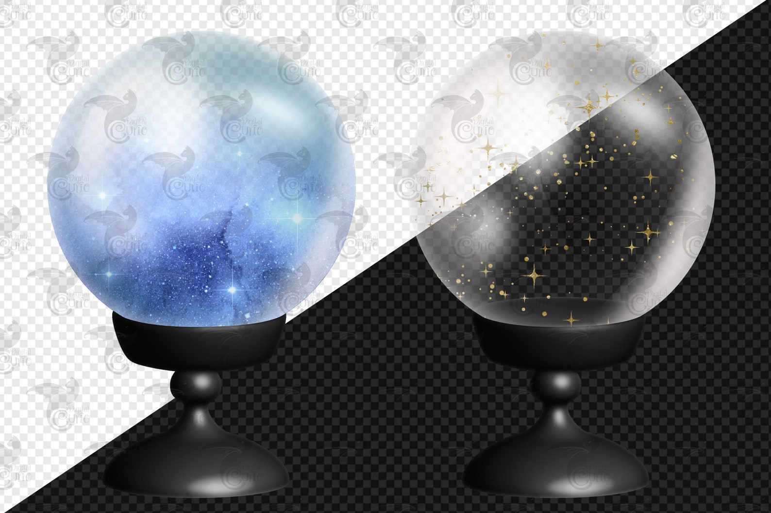 Crystal Ball Clipart - Magic Witchcraft PNG Graphics (digital Download ...