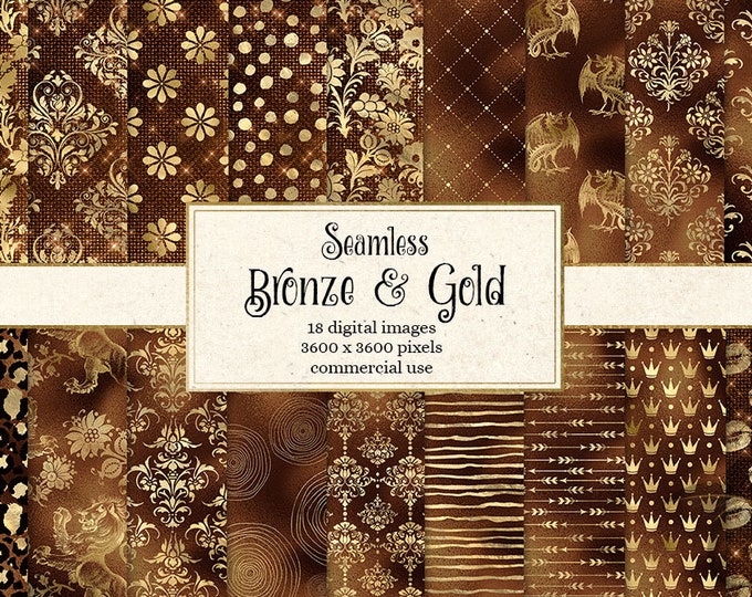 Bronze and Gold Digital Paper Seamless Gold and Bronze - Etsy