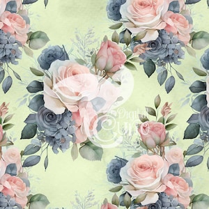 Watercolor Garden Rose Digital Paper, Seamless Printable Textures ...