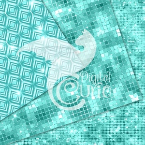 Luxury Turquoise Digital Paper, Seamless Cyan Textures and Backgrounds ...