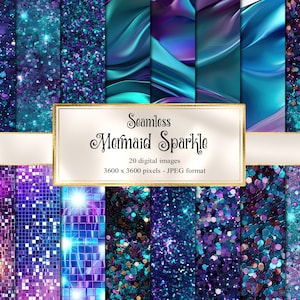 Mermaid Sparkle Digital Paper, Seamless Scale Textures (digital ...