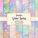 Golden Spring Digital Paper, Seamless Pastel Rainbow and Gold Floral ...