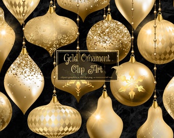Gold Christmas Clip Art | Etsy
