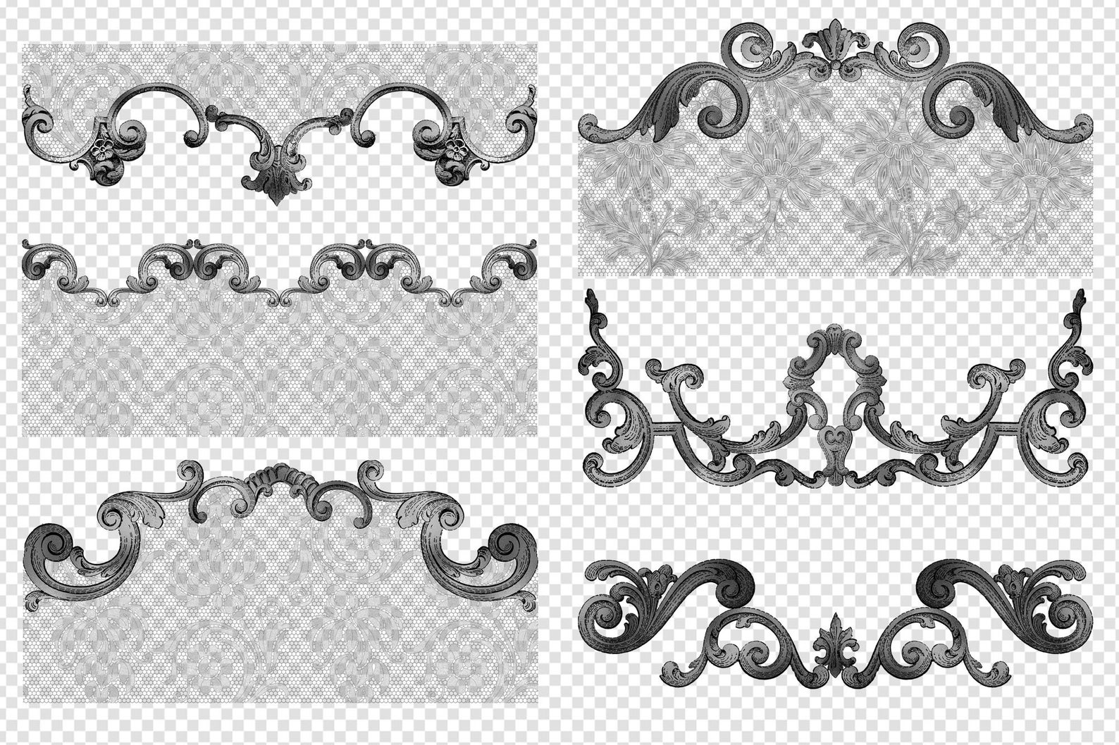 Gothic Ornate Borders Clip Art bordes góticos decorativos | Etsy España