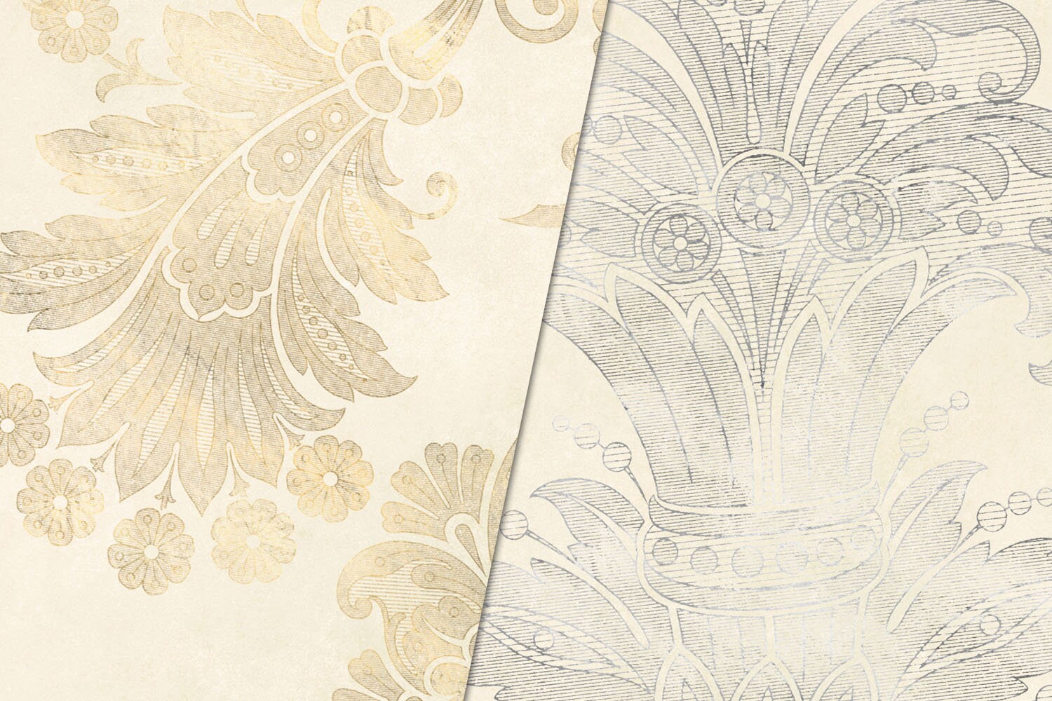 Champagne Floral Velvet Digital Paper, Ivory Wedding Textures (digital ...