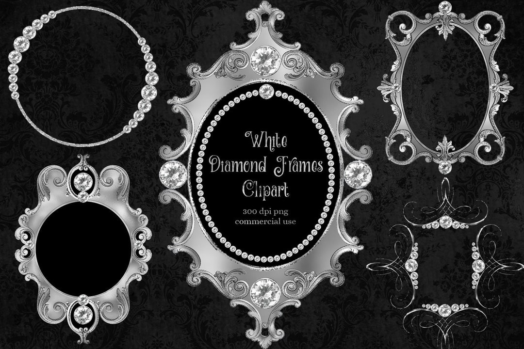 White Diamond Frames Clipart, Antique Fancy Frame Clip Art, Wedding Png ...