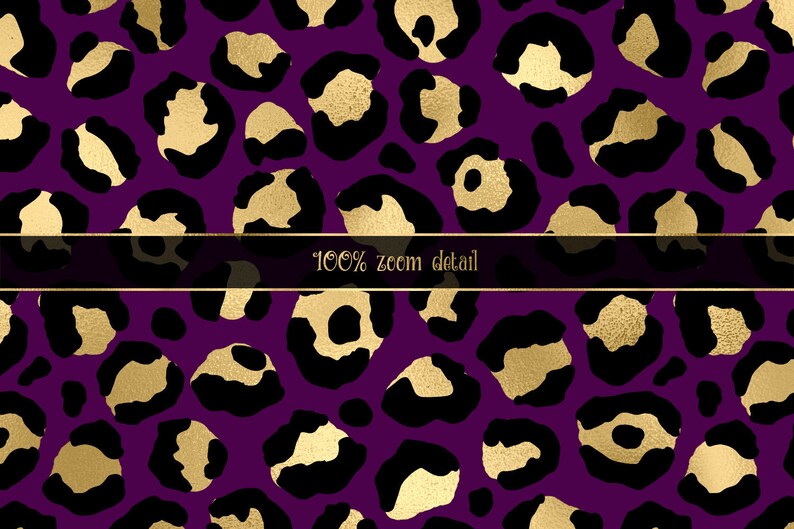 Purple and Gold Leopard Digital Paper, Seamless Animal Print (digital ...
