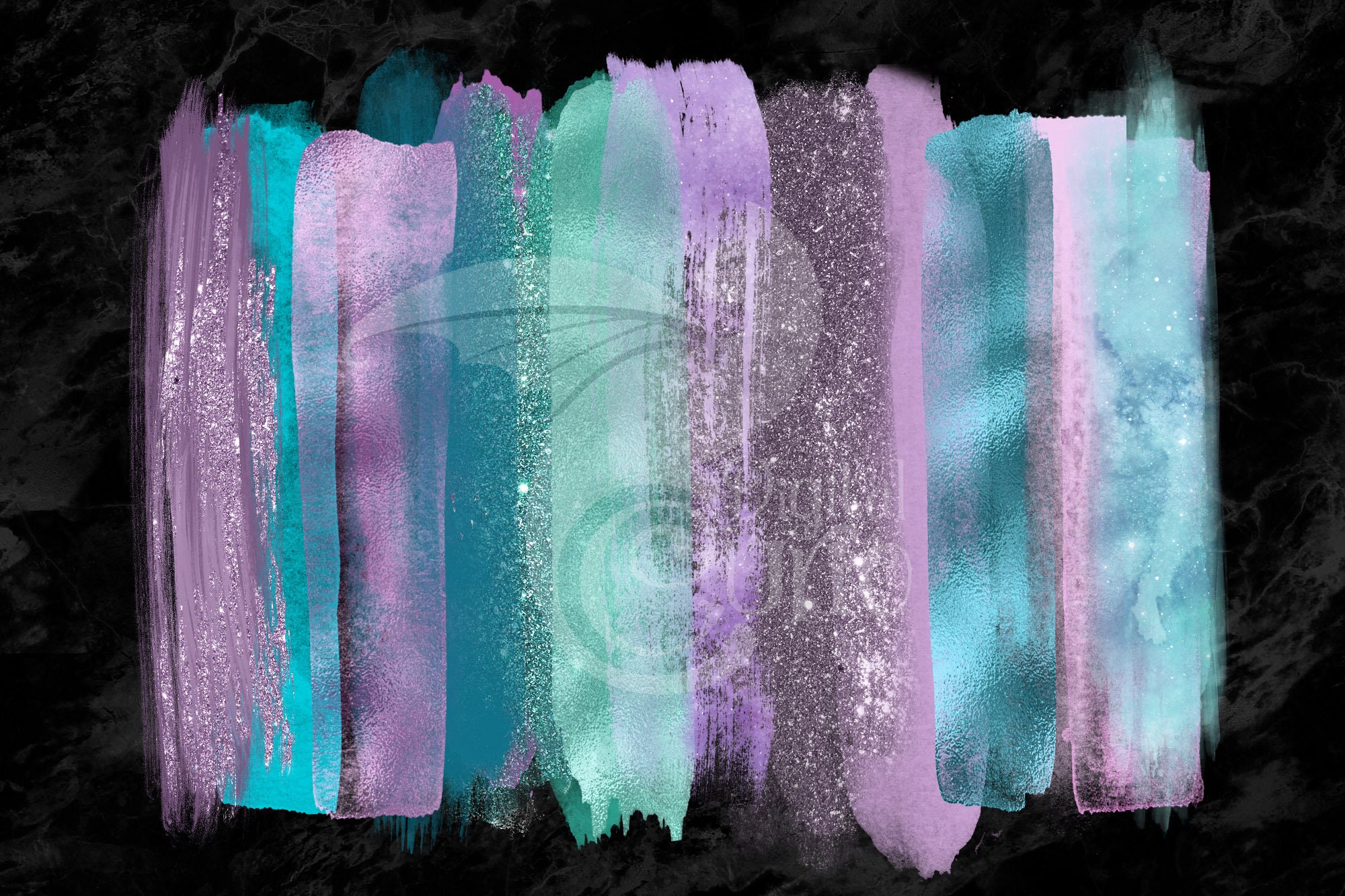 Turquoise and Lavender Brush Strokes Clipart Glitter and Foil - Etsy