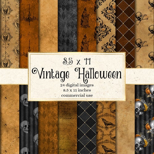 Seamless Vintage Gothic Digital Paper Skull Damask Halloween - Etsy