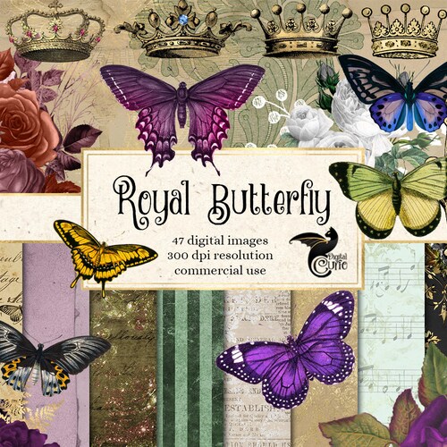 Royal Butterfly Digital Scrapbooking Kit Digital Paper - Etsy