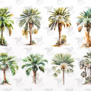 Watercolor Palm Trees Clipart - Tropical Island PNG Format Instant ...