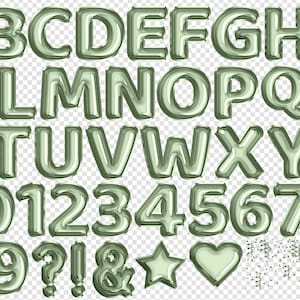 Sage Green Foil Balloon Alphabet Clip Art (digital Download) - Etsy