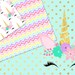 Unicorn Faces Digital Papers and Clipart rainbow pastel