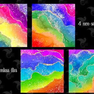 Rainbow Glitter Agate Digital Paper, Jewel Holographic Rainbow Texture ...