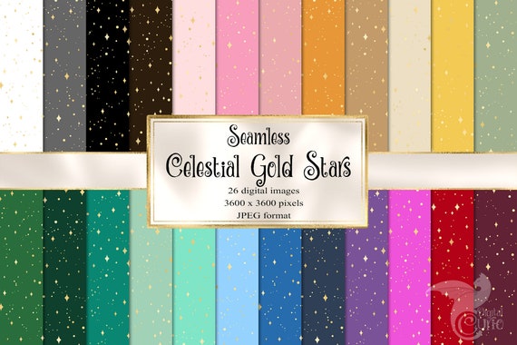 Celestial Gold Star Digital Paper Seamless Backgrounds for - Etsy
