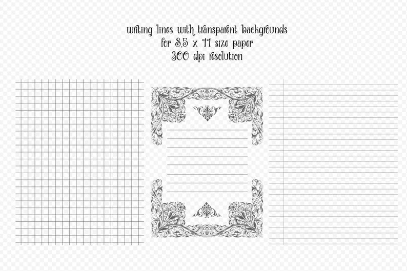 Writing Lines Overlays for Digital Journals Graph Paper - Etsy